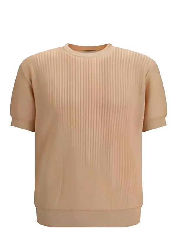 PIACENZA CASHMERE 1733 Ribbed Short-sleeved Sweater - Neutrals