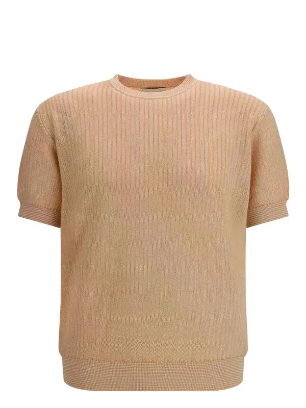 PIACENZA CASHMERE 1733 Ribbed Knit Short-sleeved Sweater - Neutrals