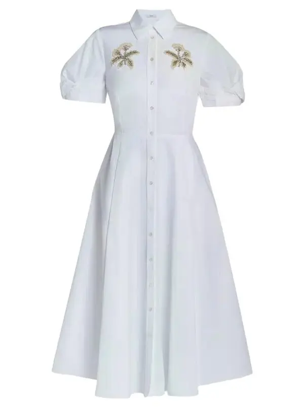 Erdem Puff-sleeve Embroidered Midi Dress - White