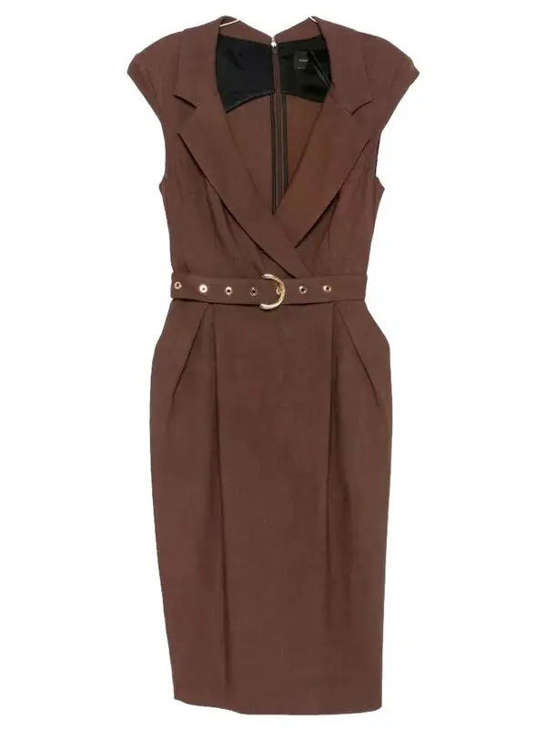 Pinko Amadine Belted Midi Dress - Brown
