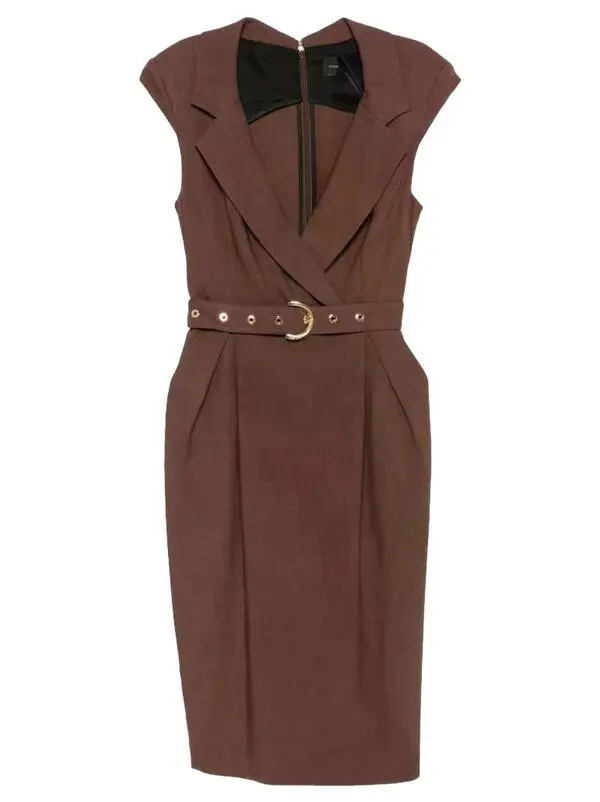 Pinko Amadine Belted Midi Dress - Brown