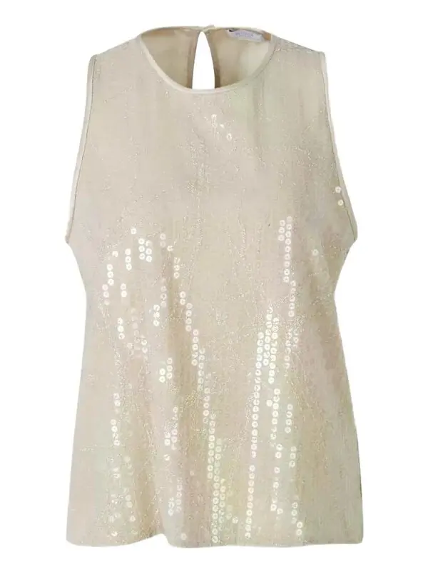 Peserico Sleeveless Sequin-embellished Top - Neutrals