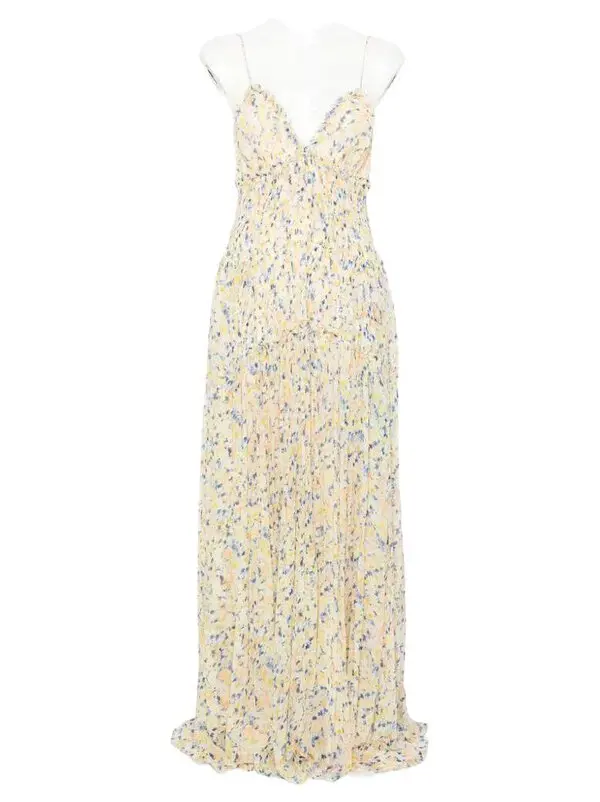 Ulla Johnson Floral Pleated Maxi Dress - Yellow