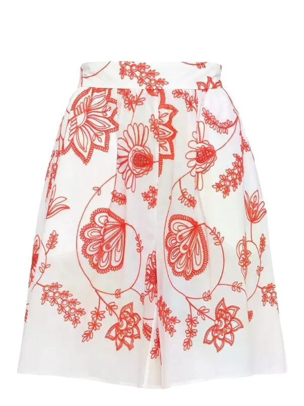 ERES Floral-embroidered Bermuda Shorts - White