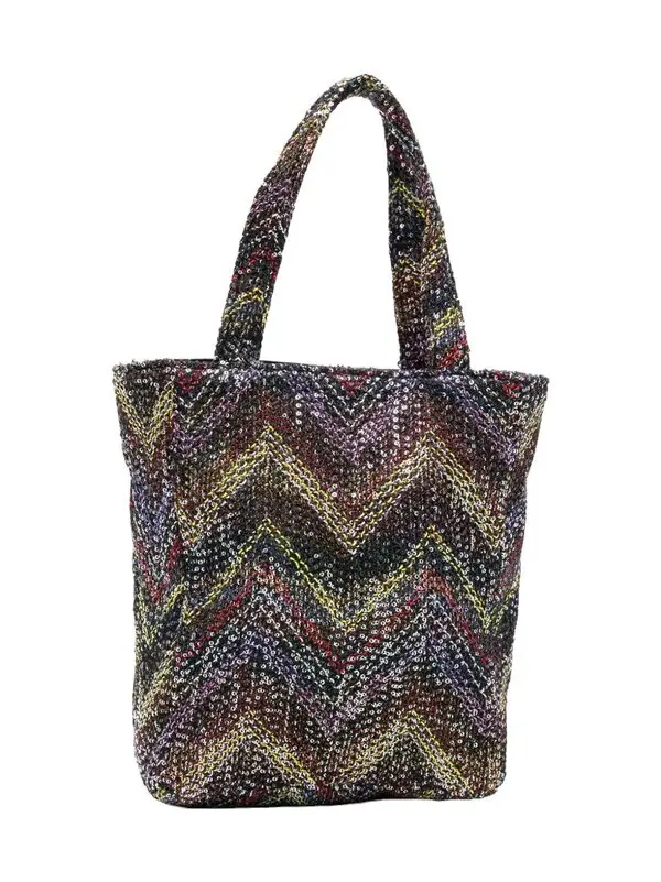 Missoni Mini Caperdoni Sequin Chevron Tote - Black