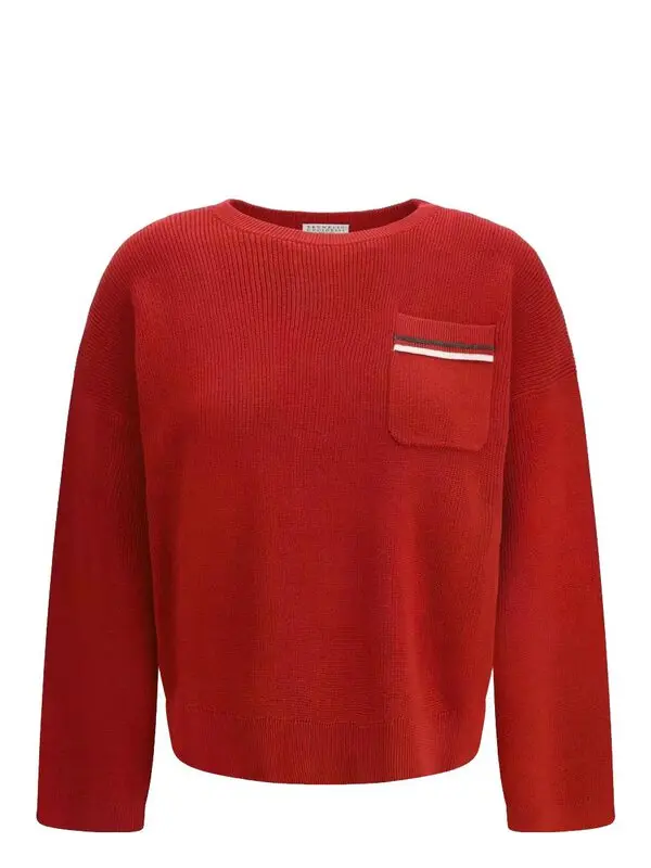 Brunello Cucinelli Patch-pocket Cotton Sweater - Red