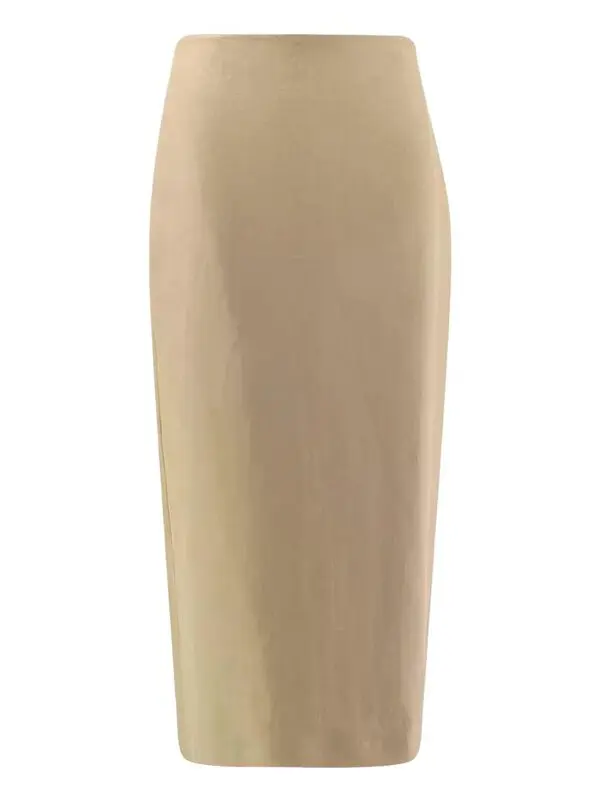 Max Mara Midi Skirt With Back Slit - Neutrals