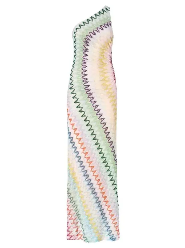 Missoni One-shoulder Zig-zag Maxi Dress - Neutrals