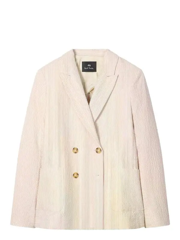 Paul Smith Striped Double-breasted Blazer - White