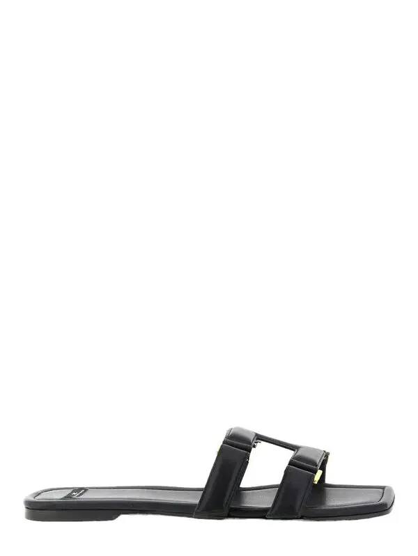 Elisabetta Franchi Logo Leather Sandals - Black