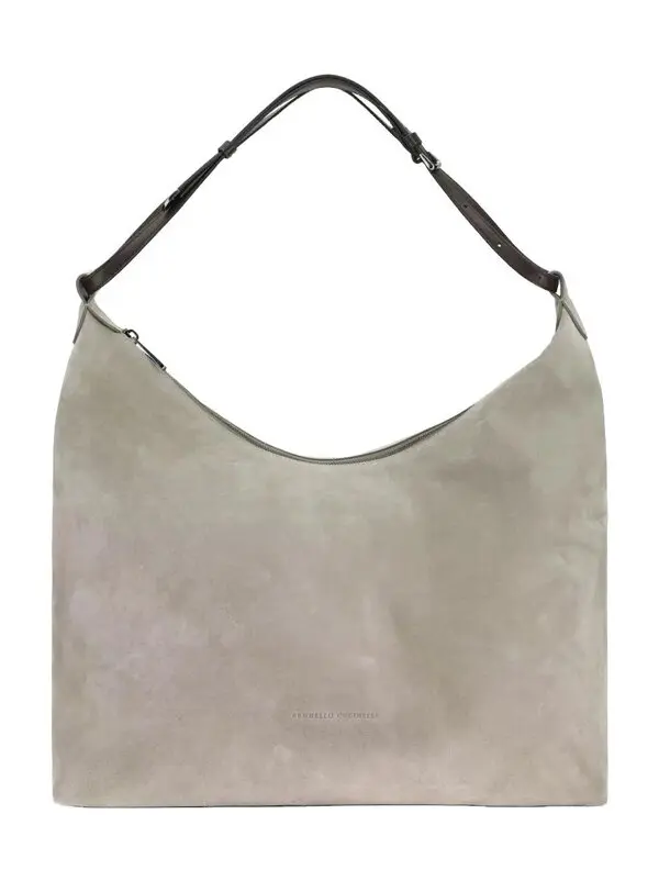 Brunello Cucinelli Suede Shoulder Bag - Grey