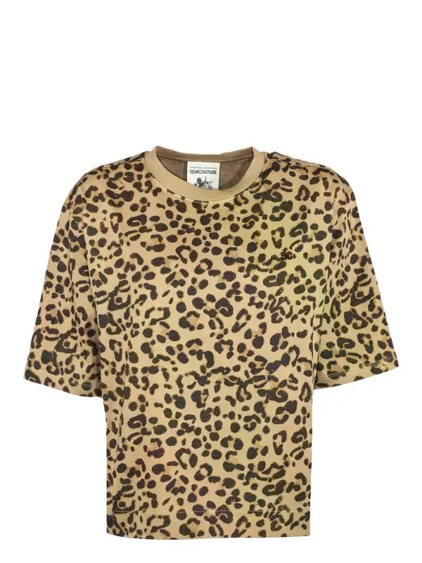 SEMICOUTURE Animal-print T-shirt - Neutrals