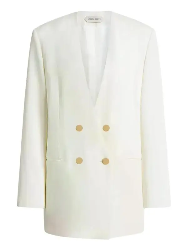 Alberta Ferretti Double-breasted Jacket With Gold-tone Buttons - Neutrals