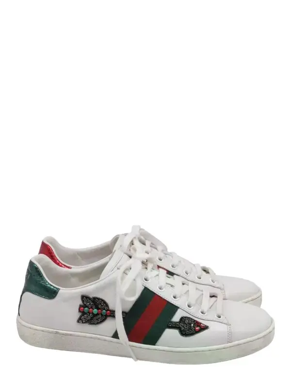 Gucci Ace Arrow-embroidered Leather Sneakers - White
