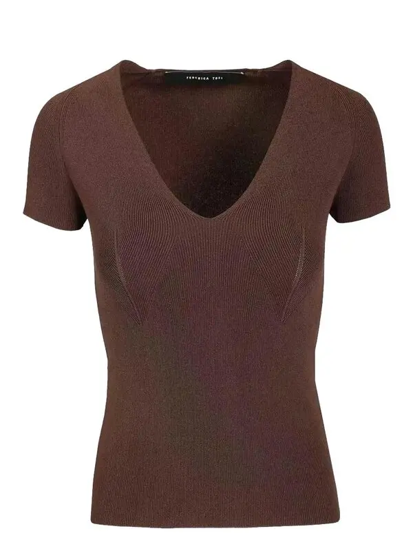 Federica Tosi V-neck Short-sleeve Top - Brown