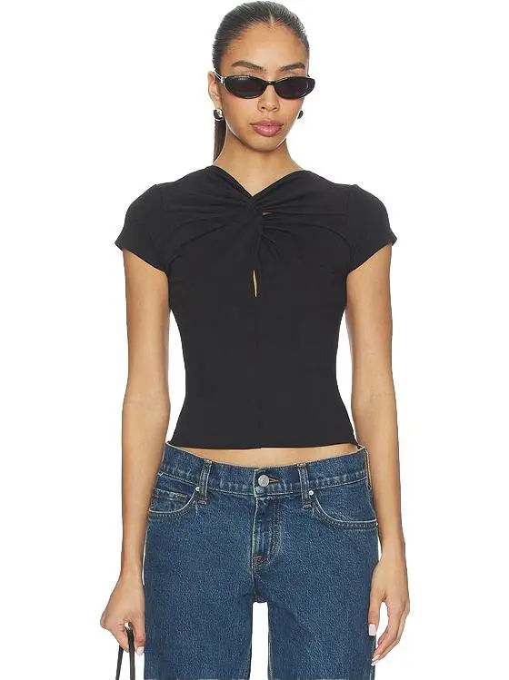 GRLFRND Keyhole Twist Short Sleeve Tee - Black