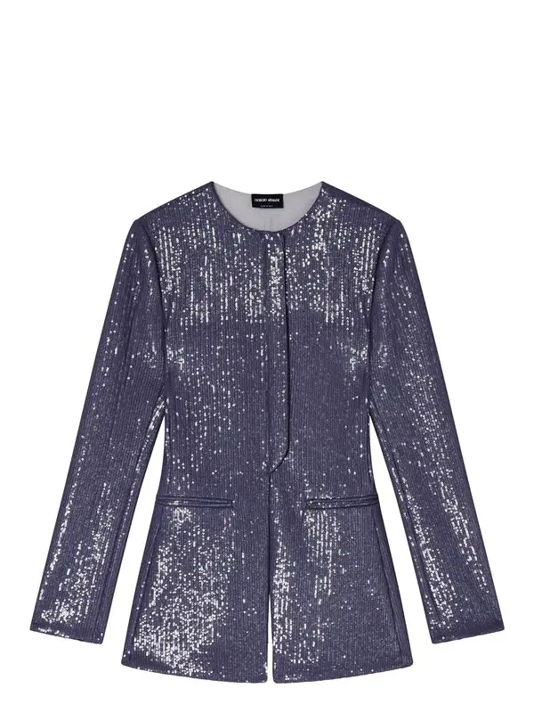 Giorgio Armani Jersey Single-breasted Jacket With Sequins - Purple
