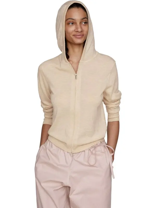 ATM Anthony Thomas Melillo Cashmere Zip-up Hoodie - Heathered Cream