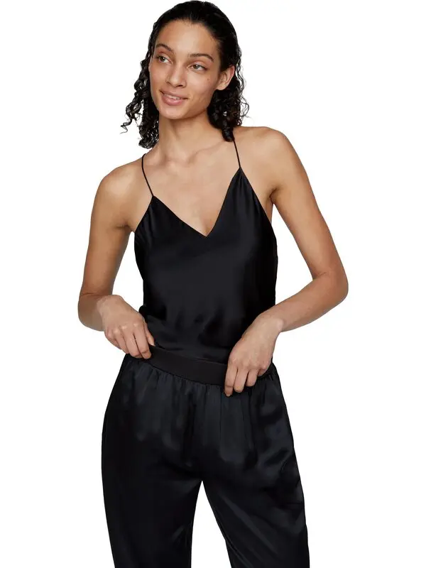 ATM Anthony Thomas Melillo Silk Cahrmeuse Camisole Top - Black