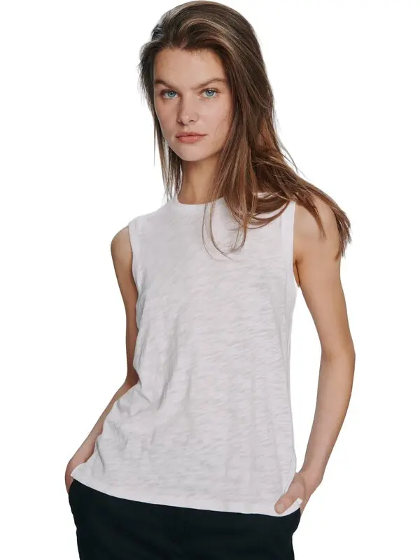 ATM Anthony Thomas Melillo Slub Jersey Sleeveless Schoolboy T-shirt - White