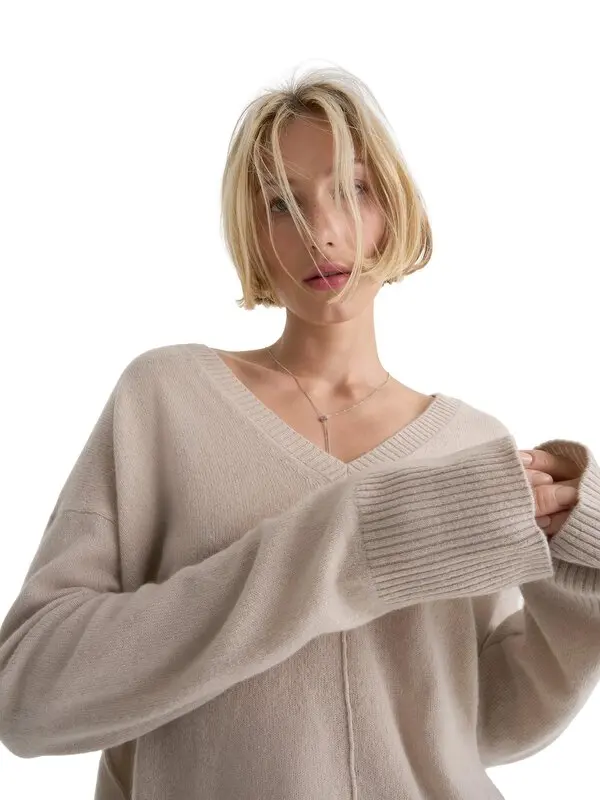 ATM Anthony Thomas Melillo Cashmere V-neck Sweater - French Oak