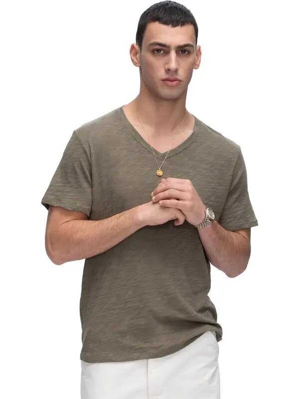 ATM Anthony Thomas Melillo Slub Jersey V-neck T-shirt - Army