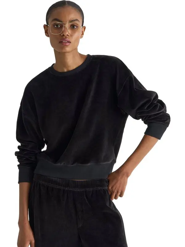 ATM Anthony Thomas Melillo Velour Crew Neck Sweatshirt - Black