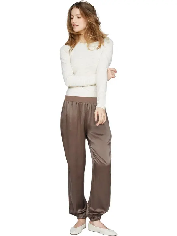 ATM Anthony Thomas Melillo Silk Charmeuse Jogger Pants - Cedar