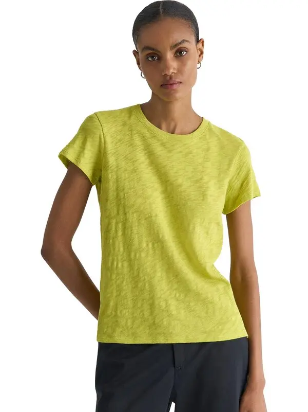 ATM Anthony Thomas Melillo Slub Jersey Schoolboy Crew Neck T-shirt - Citrus Leaf