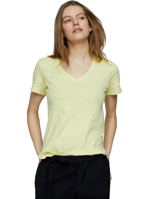 ATM Anthony Thomas Melillo Slub Jersey Classic V-neck T-shirt - Mellow Yellow