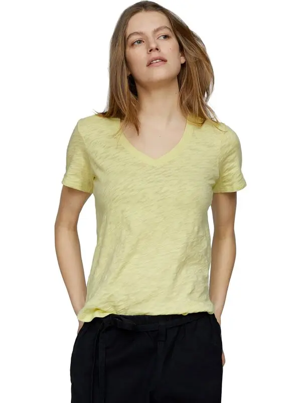 ATM Anthony Thomas Melillo Slub Jersey V-neck T-shirt - Mellow Yellow