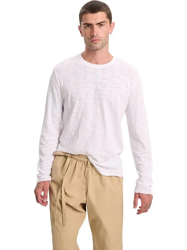 ATM Anthony Thomas Melillo Slub Jersey Long Sleeve Destroyed Wash T-shirt - White