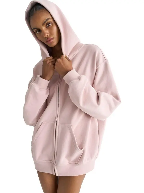 ATM Anthony Thomas Melillo Heavy French Terry Zip-up Hoodie - Faded Rose