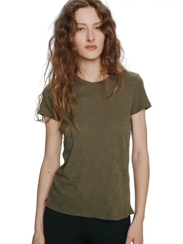 ATM Anthony Thomas Melillo Slub Jersey Schoolboy Crew Neck T-shirt - Army