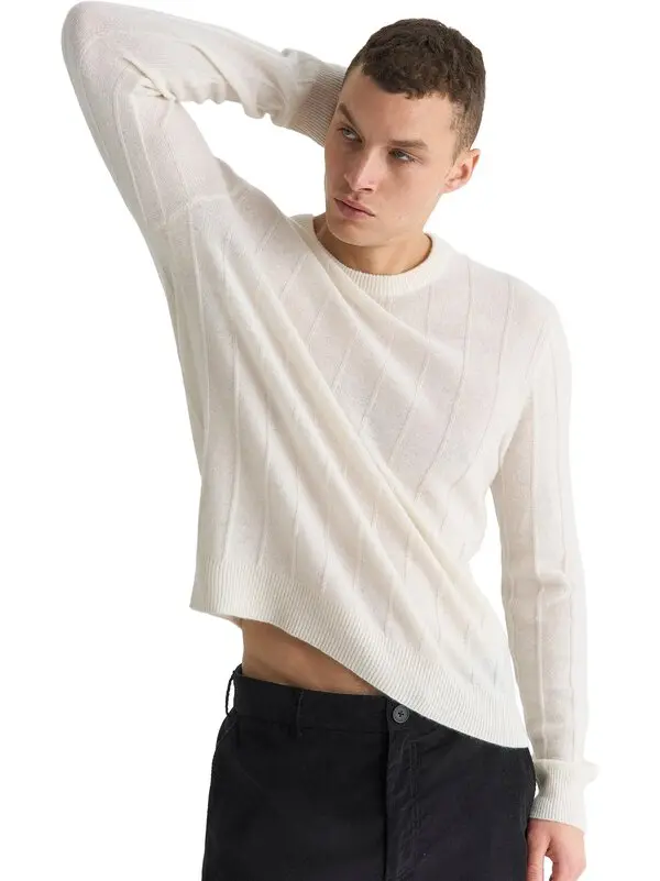 ATM Anthony Thomas Melillo Cashmere Crew Neck Sweater - Chalk