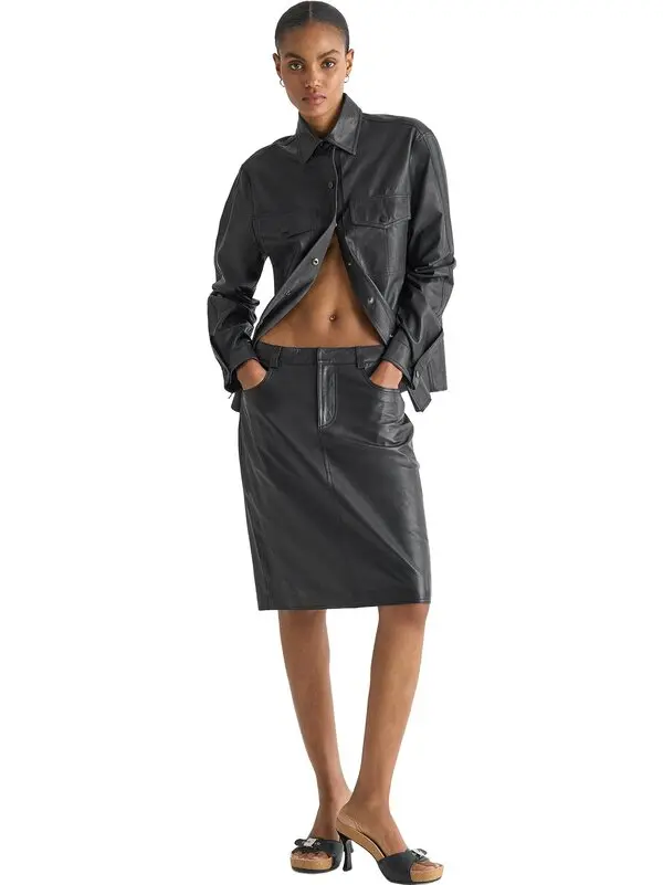 ATM Anthony Thomas Melillo Leather Pencil Skirt - Black