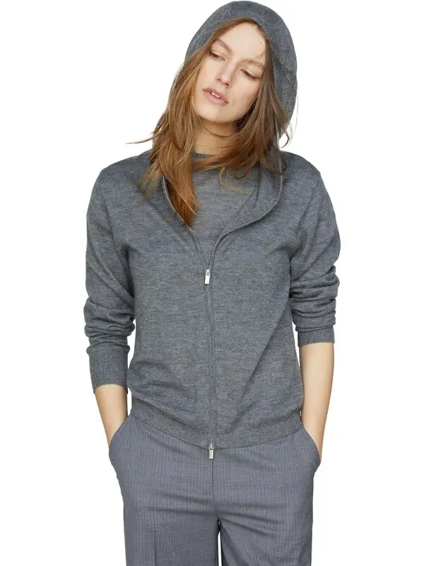 ATM Anthony Thomas Melillo Cashmere Zip-up Hoodie - Medium Heathered Grey