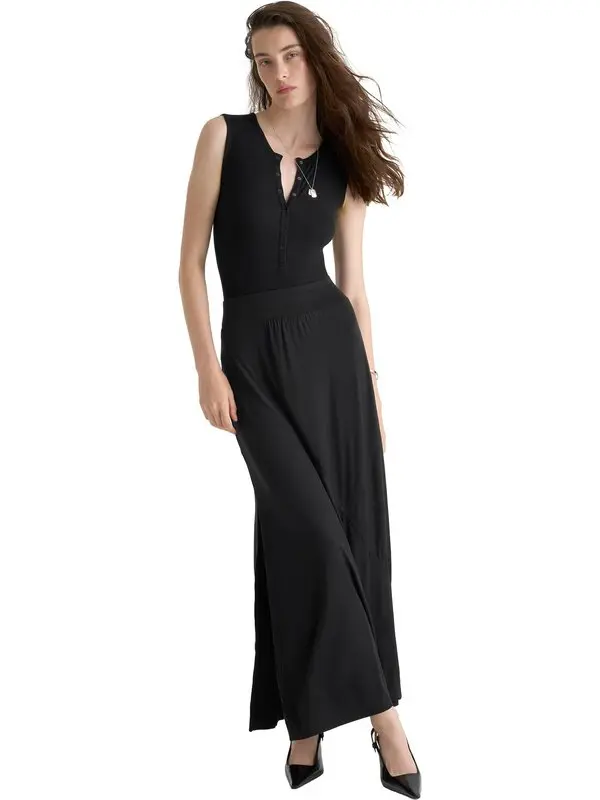 ATM Anthony Thomas Melillo Viscose Blend Jersey Seamed Maxi Skirt - Black