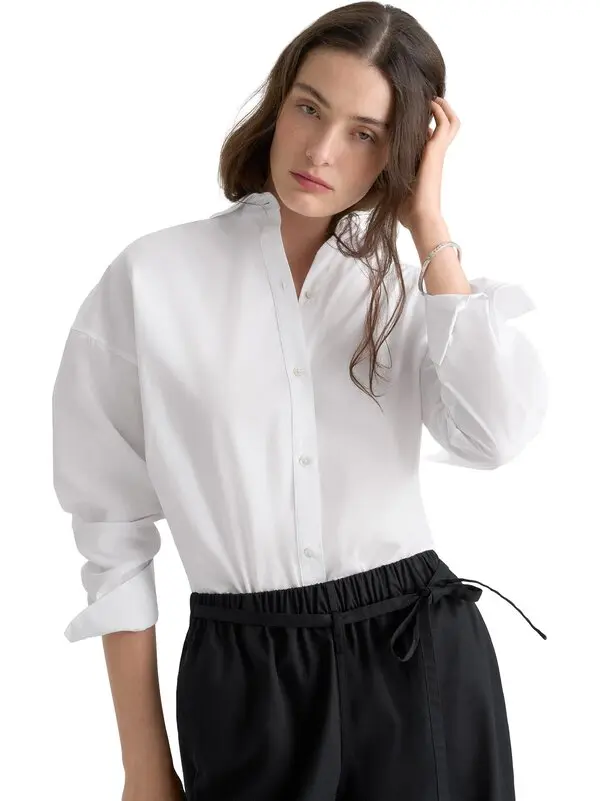 ATM Anthony Thomas Melillo Cotton Poplin Boyfriend Shirt - White