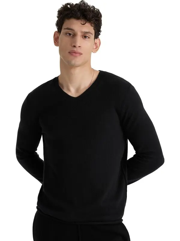 ATM Anthony Thomas Melillo Lightweight Cashmere V-neck Sweater - Black