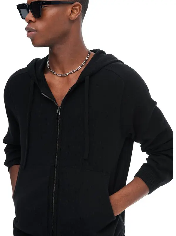 ATM Anthony Thomas Melillo Cotton Cashmere Zip-up Hoodie - Black