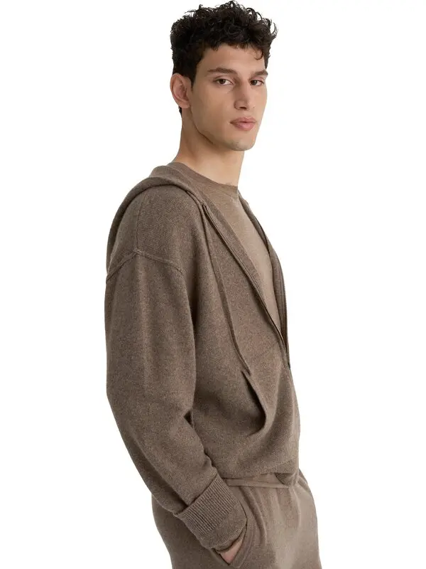 ATM Anthony Thomas Melillo Cashmere Zip-up Hoodie - Heathered Faded Mocha