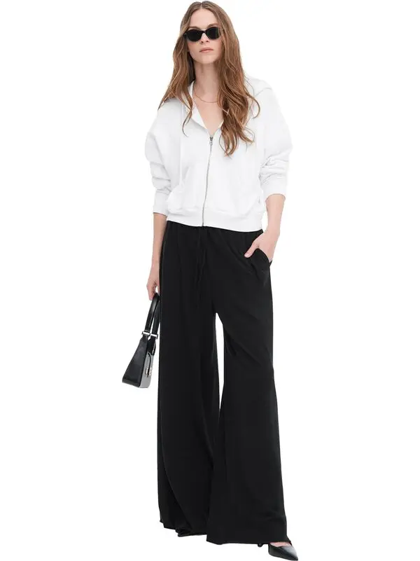 ATM Anthony Thomas Melillo High Torsion Wide Leg Pull On Pant Cotton - Black