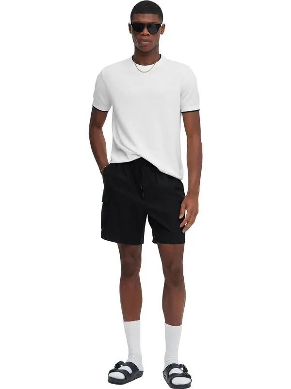 ATM Anthony Thomas Melillo Cotton Cashmere Short Sleeve Crew Neck Sweater With Tipping - White