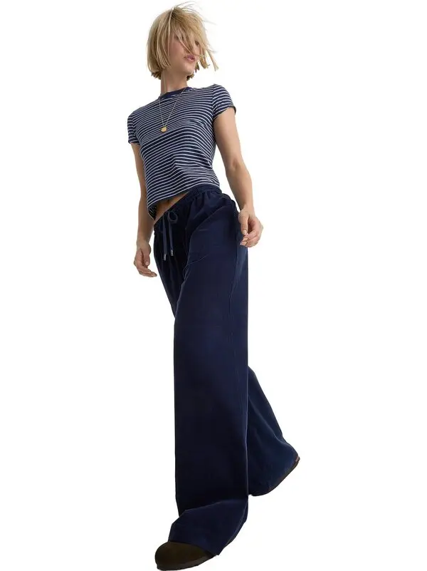 ATM Anthony Thomas Melillo Wide Leg Corduroy Pull On Pant - Midnight