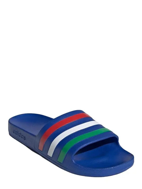 Adidas Adilette Aqua Slides - Bold Blue / Green / Cloud White