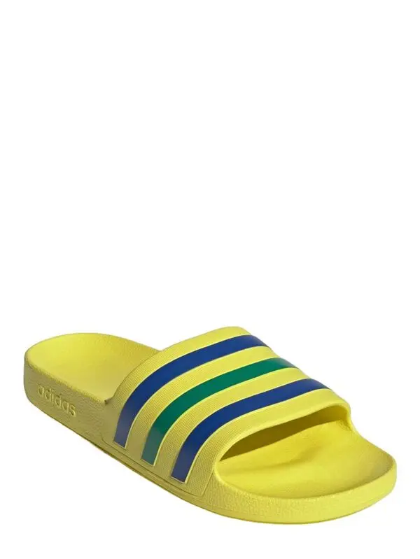 Adidas Adilette Aqua Slides - Bright Yellow / Bold Blue / Bold Green