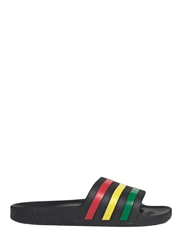 Adidas Adilette Aqua Slides - Core Black / Green / Pure Ruby
