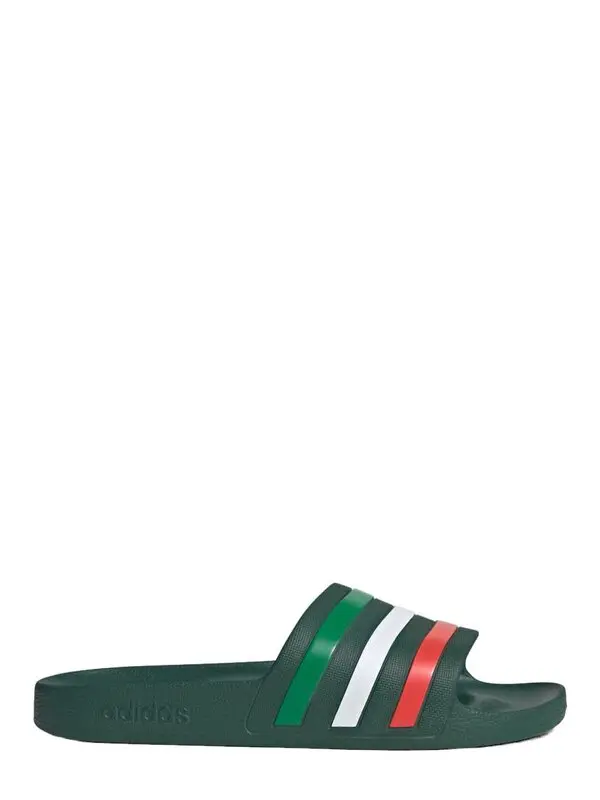 Adidas Adilette Aqua Slides - Team Dark Green / Cloud White / Bright Red