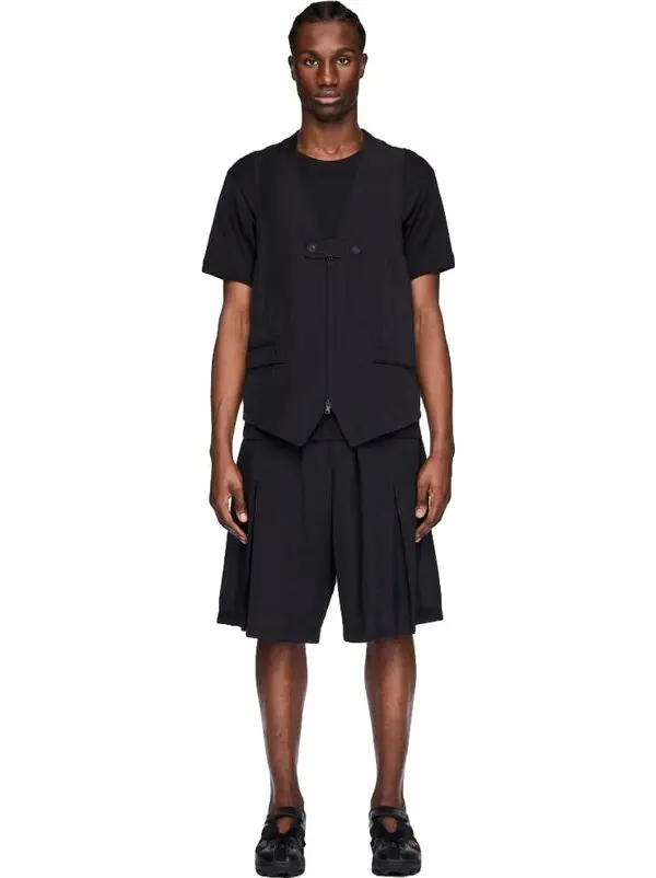 Adidas Y-3 Crinkle Pleated Shorts - Black